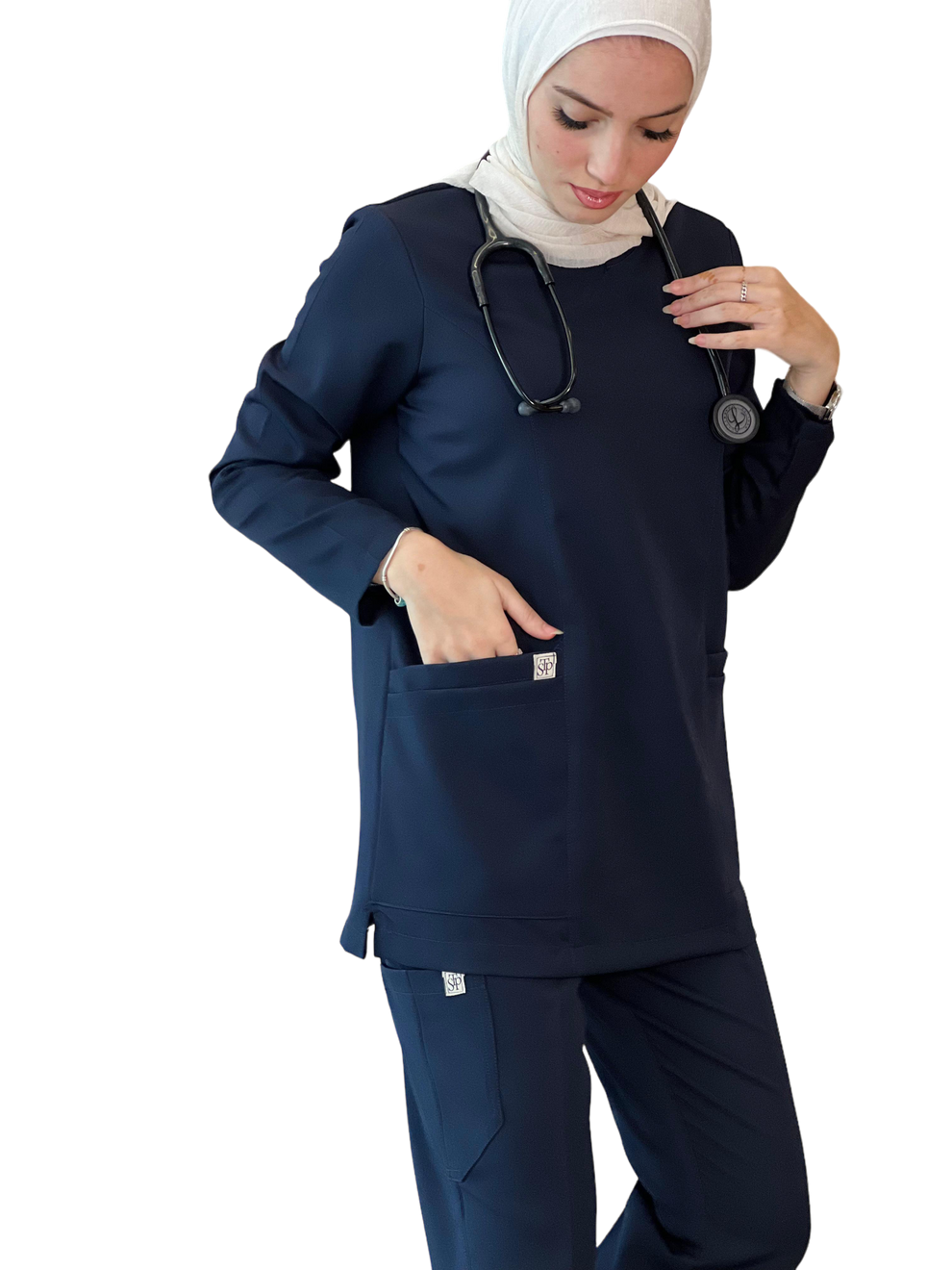 Navy blue long sleeves scrubs – The Scrub Project